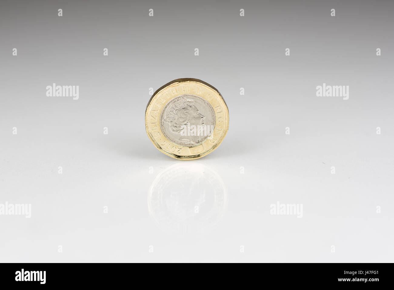 New British one pound sterling coin up close macro studio shot against ...