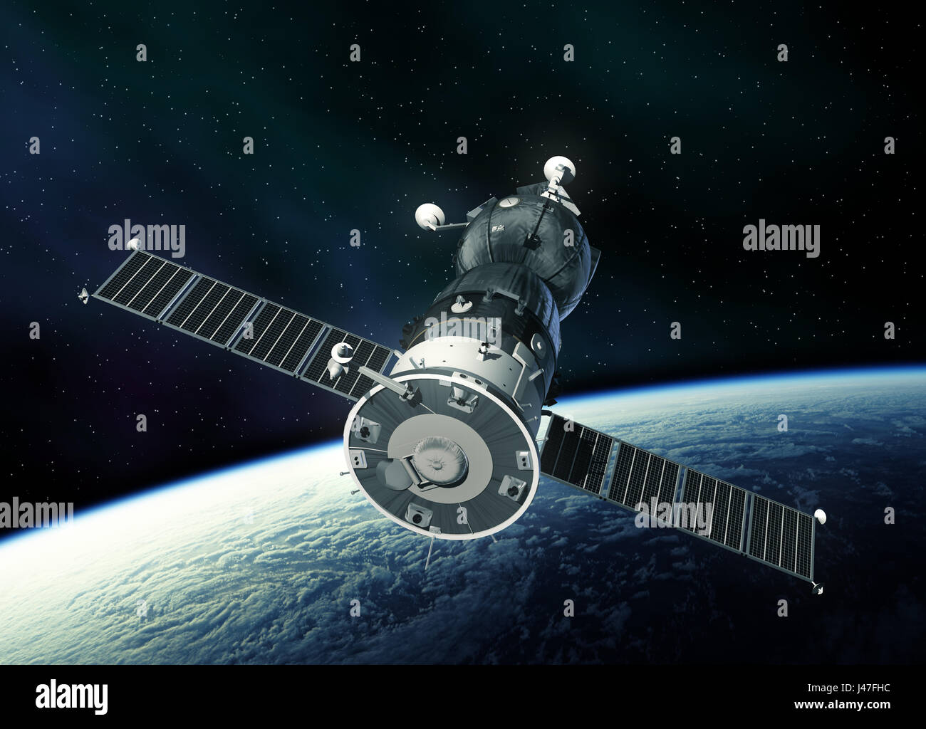 Spacecraft In Outer Space Stock Photo - Alamy