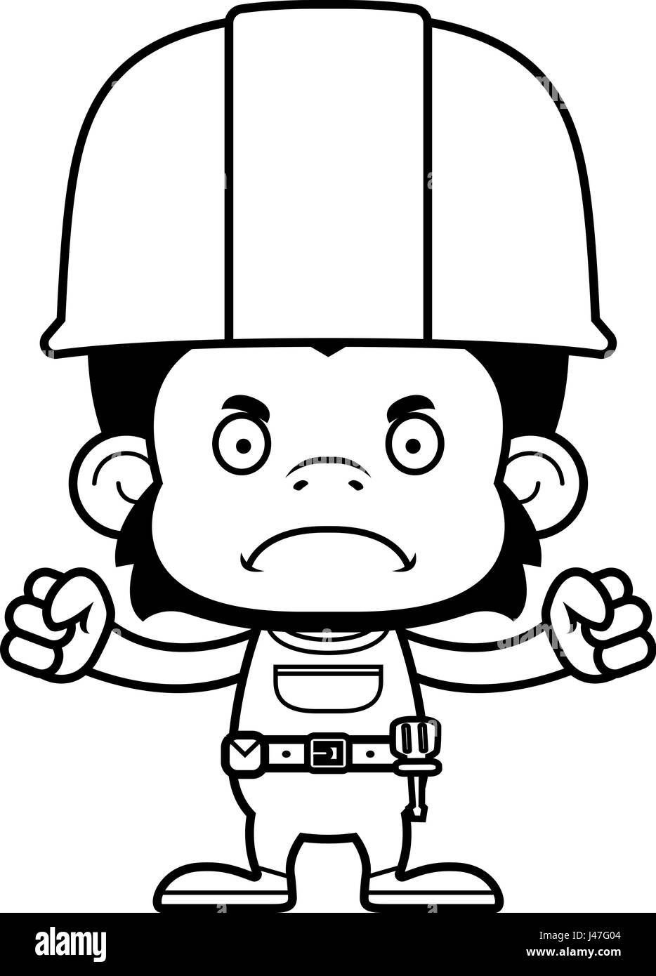 A cartoon construction worker chimpanzee looking angry Stock Vector ...