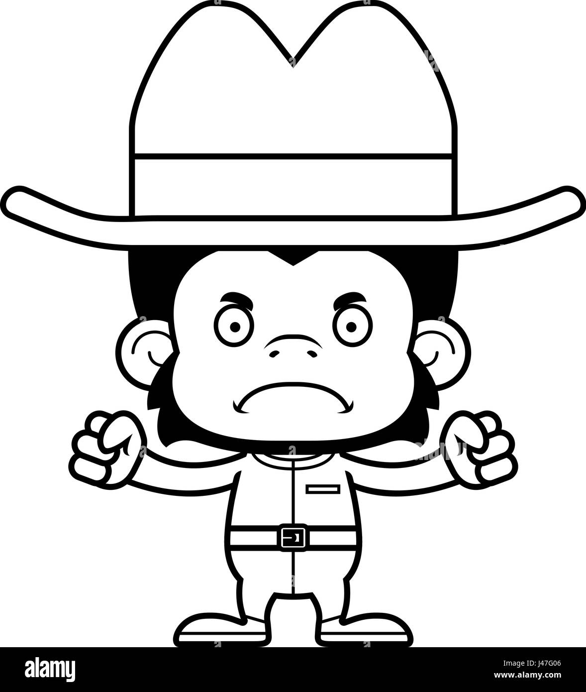A cartoon cowboy chimpanzee looking angry Stock Vector Image & Art - Alamy