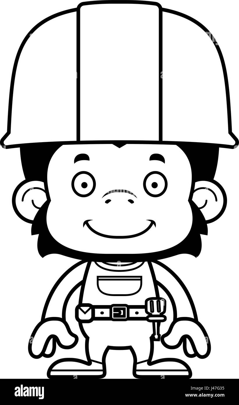 A cartoon construction worker chimpanzee smiling Stock Vector Image ...