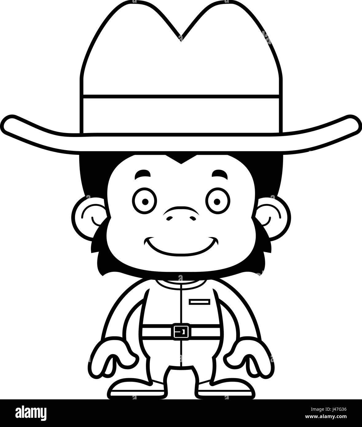 A cartoon cowboy chimpanzee smiling Stock Vector Image & Art - Alamy