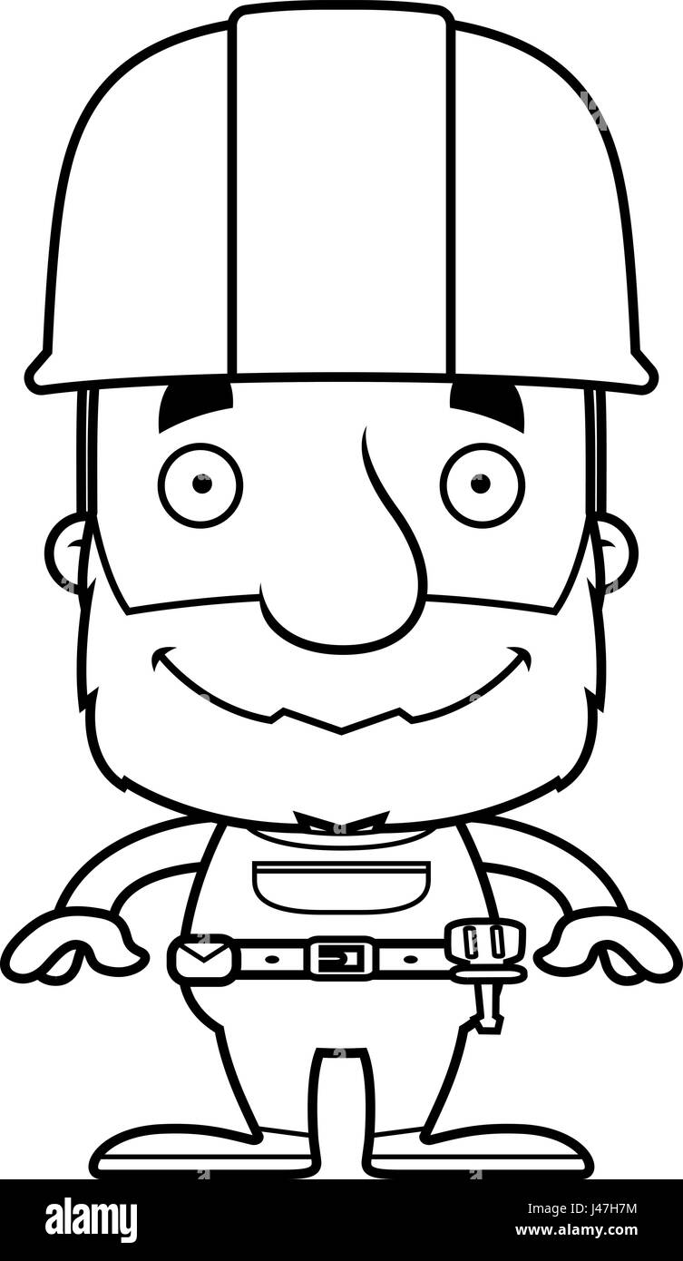 Happy smiling construction worker in Black and White Stock Photos ...