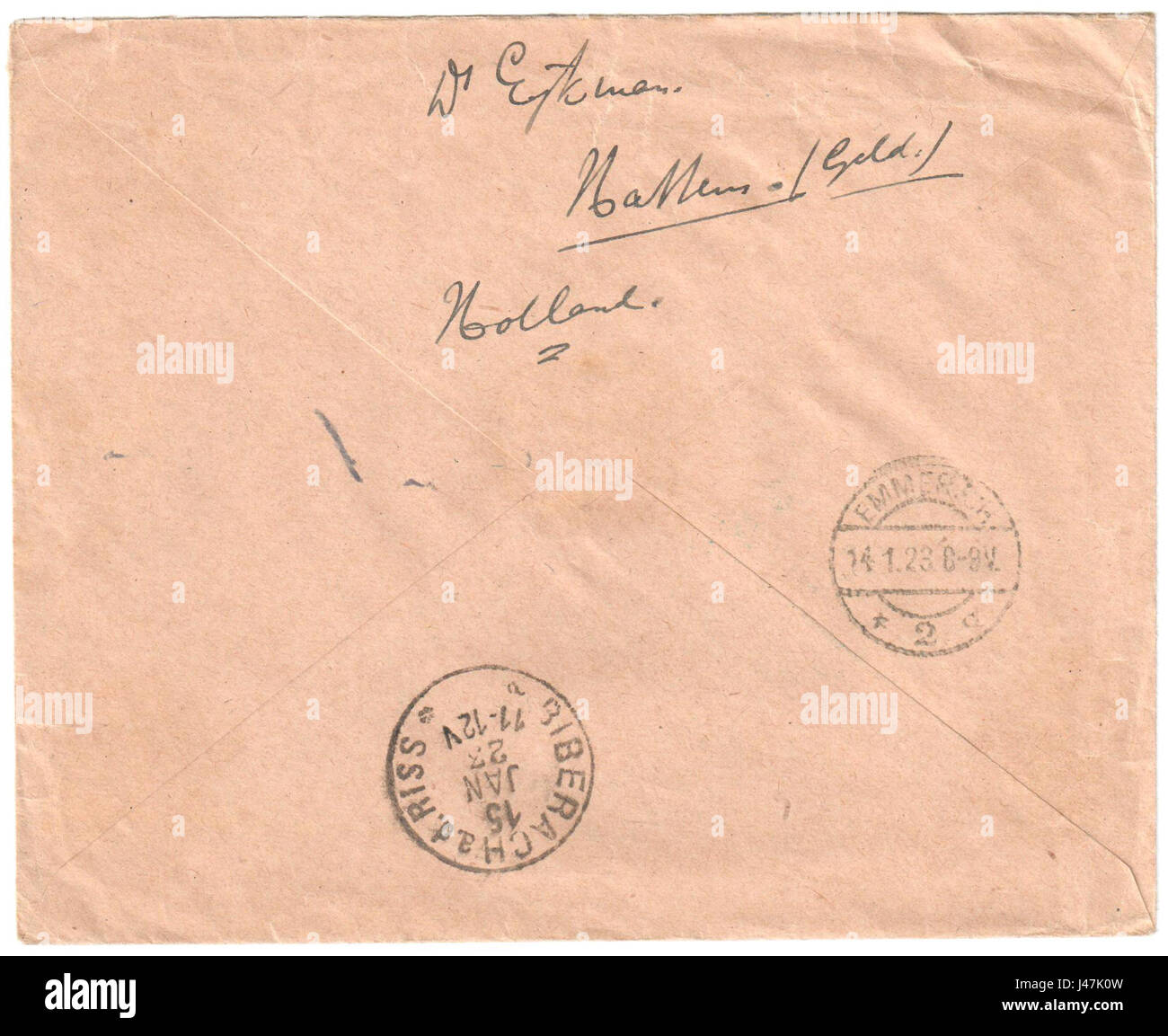 The 'Netherlands 1923 01 13 cover reverse' likely refers to the reverse ...