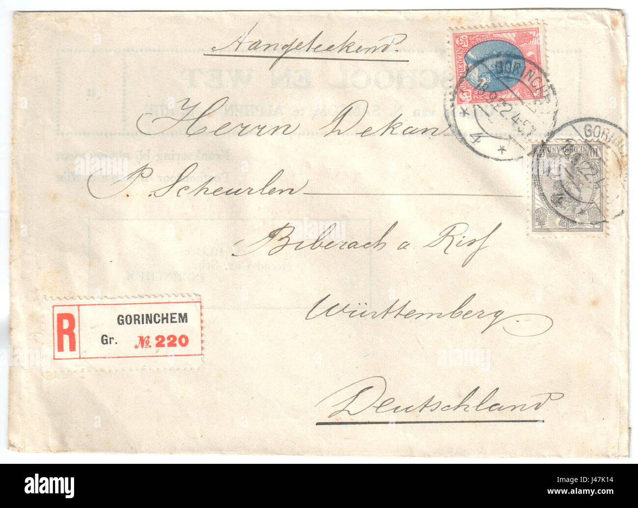 This cover from the Netherlands, dated 1922, features postal markings ...