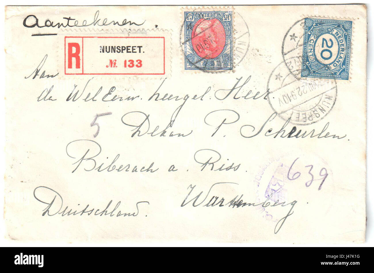 A postal cover from the Netherlands, dated August 7, 1922. The cover ...