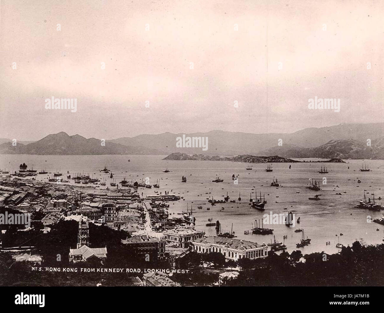 A photograph taken by Lai Afong, showing a view of Hong Kong from ...
