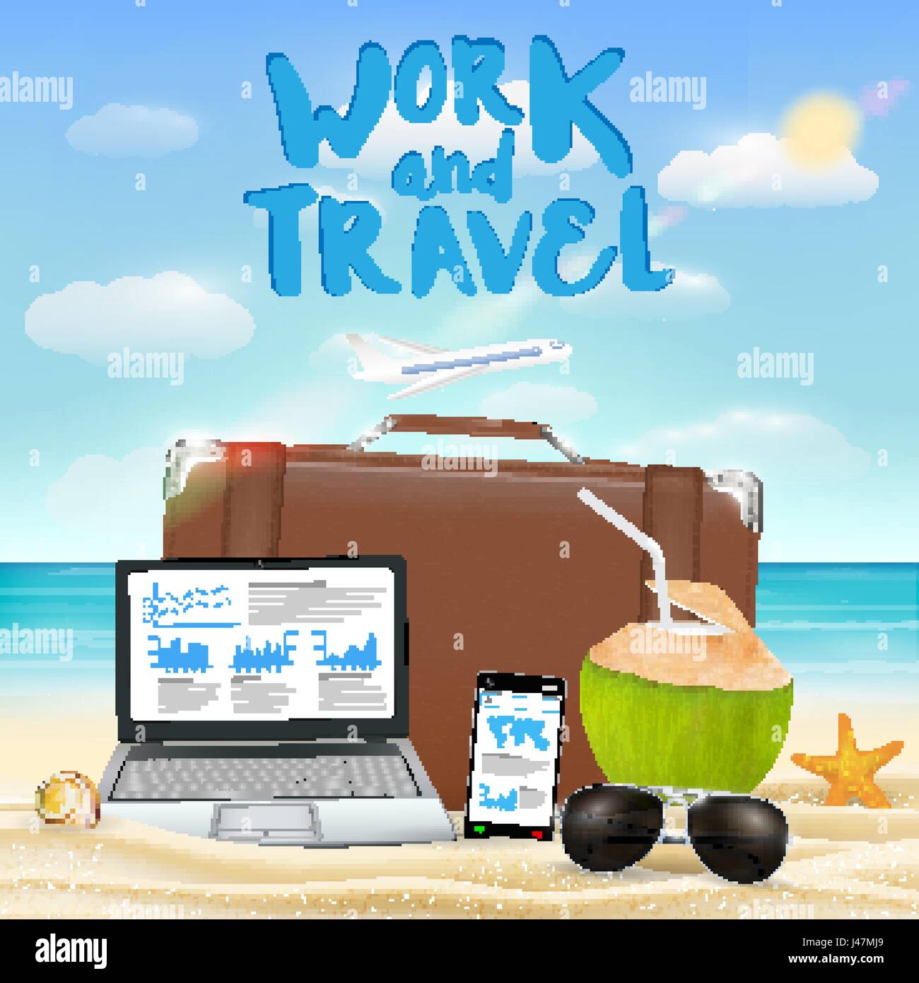 Summer office work Stock Vector Images - Alamy