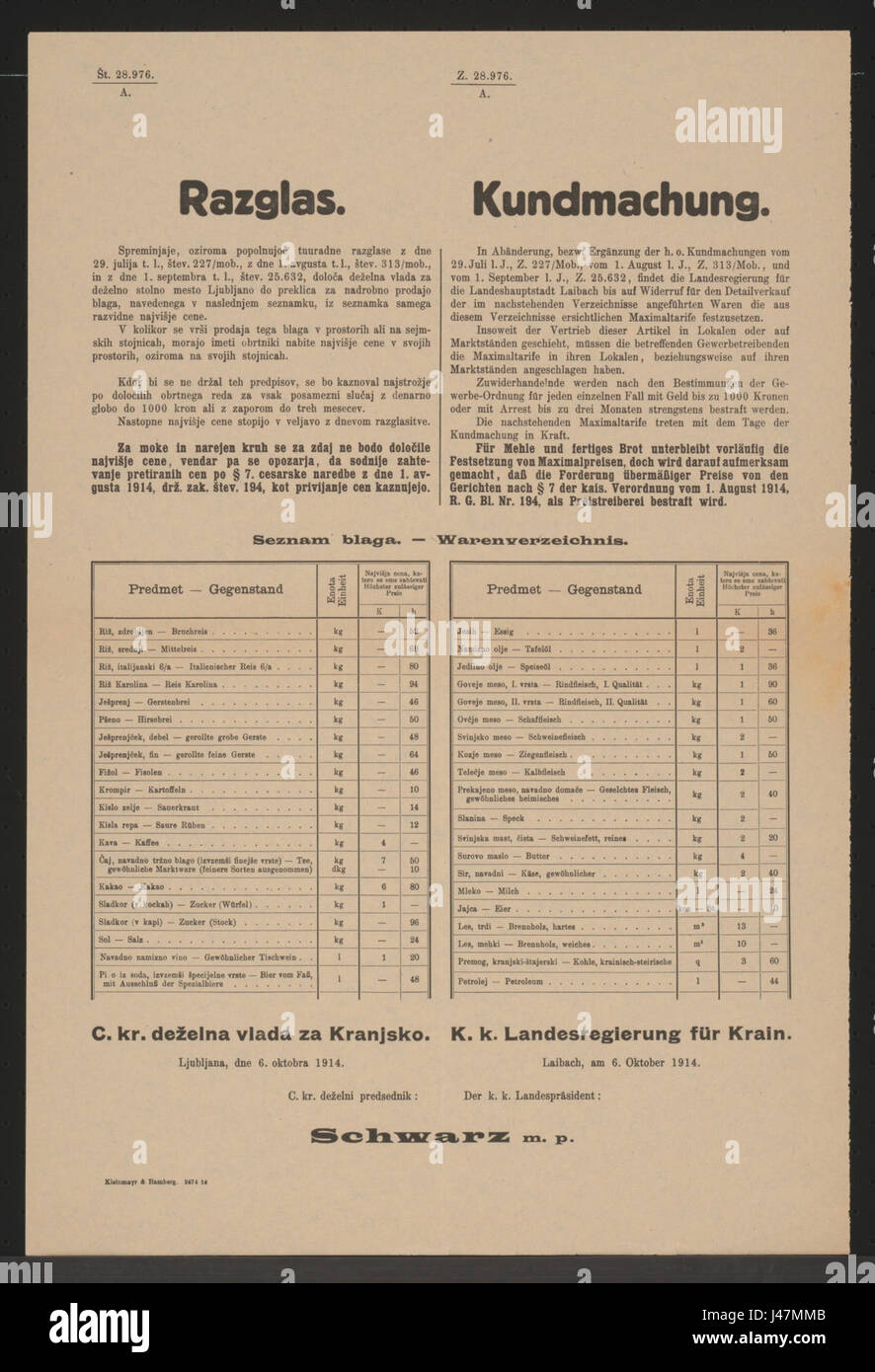 The 'Neue Maximaltarife Kundmachung' is a multilingual poster from 1914 ...