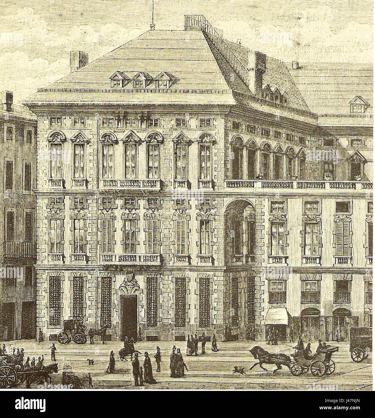 Palazzo Rosso Genova disegno XIX secolo Stock Photo - Alamy