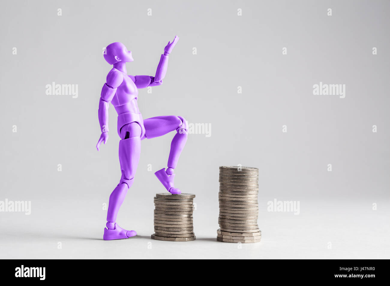 Empowered women stepping up the income ladder concept. Purple female ...