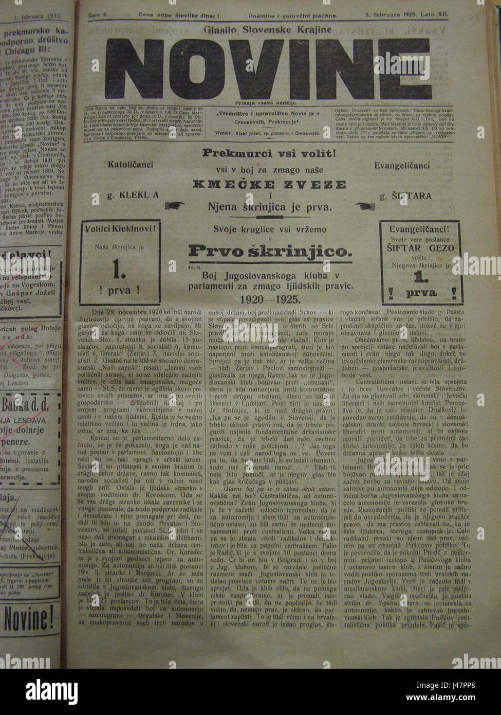 'Novine' is a periodical or publication from 1925, focusing on current ...