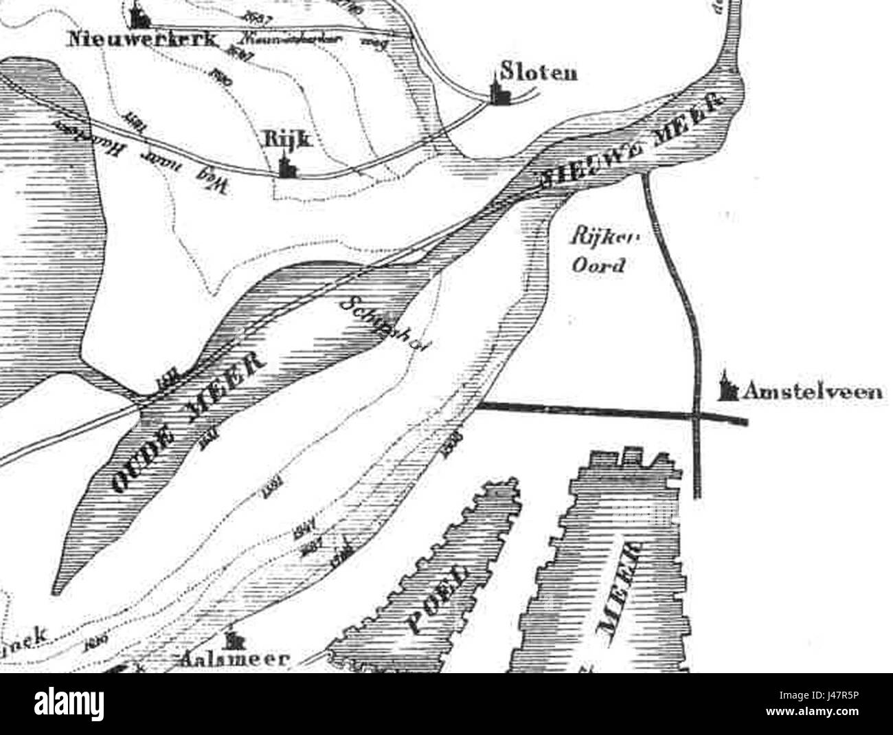 A historical map of the Oude Haarlemmermeer, showing the land ...