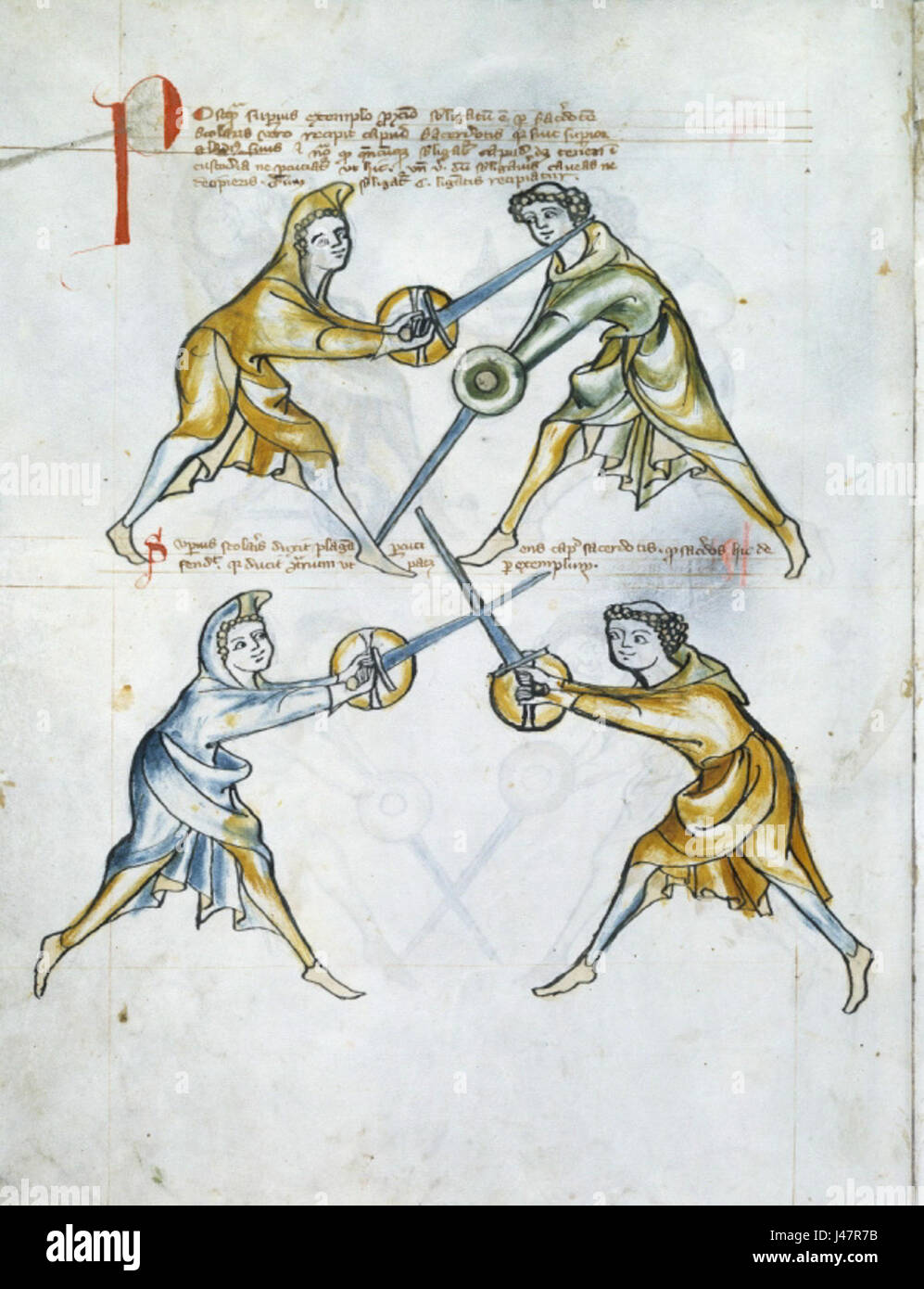 This manuscript, known as Ms I33 fol 19v, is a medieval fencing ...