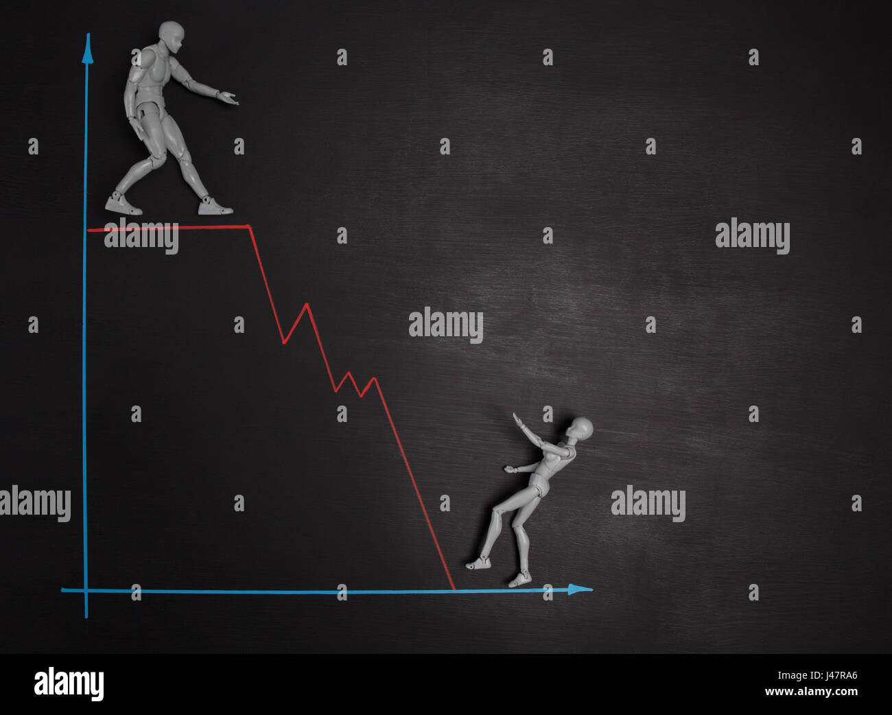 Wage gap and gender equality concept depicted with realistic male and ...