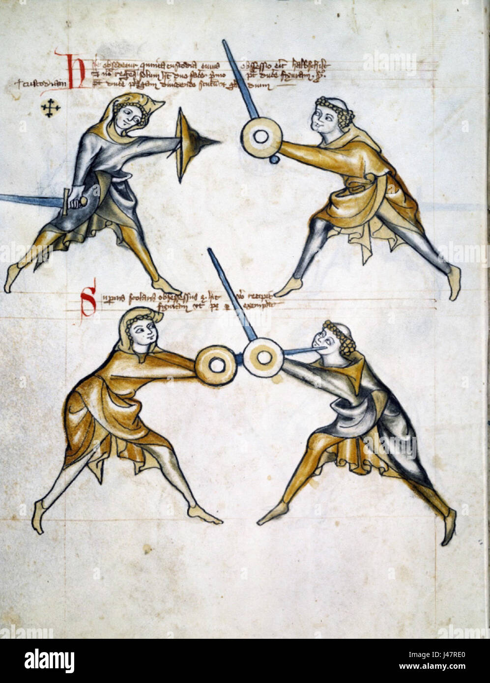 A page from *Ms I33*, a well-known medieval manuscript on fencing and ...