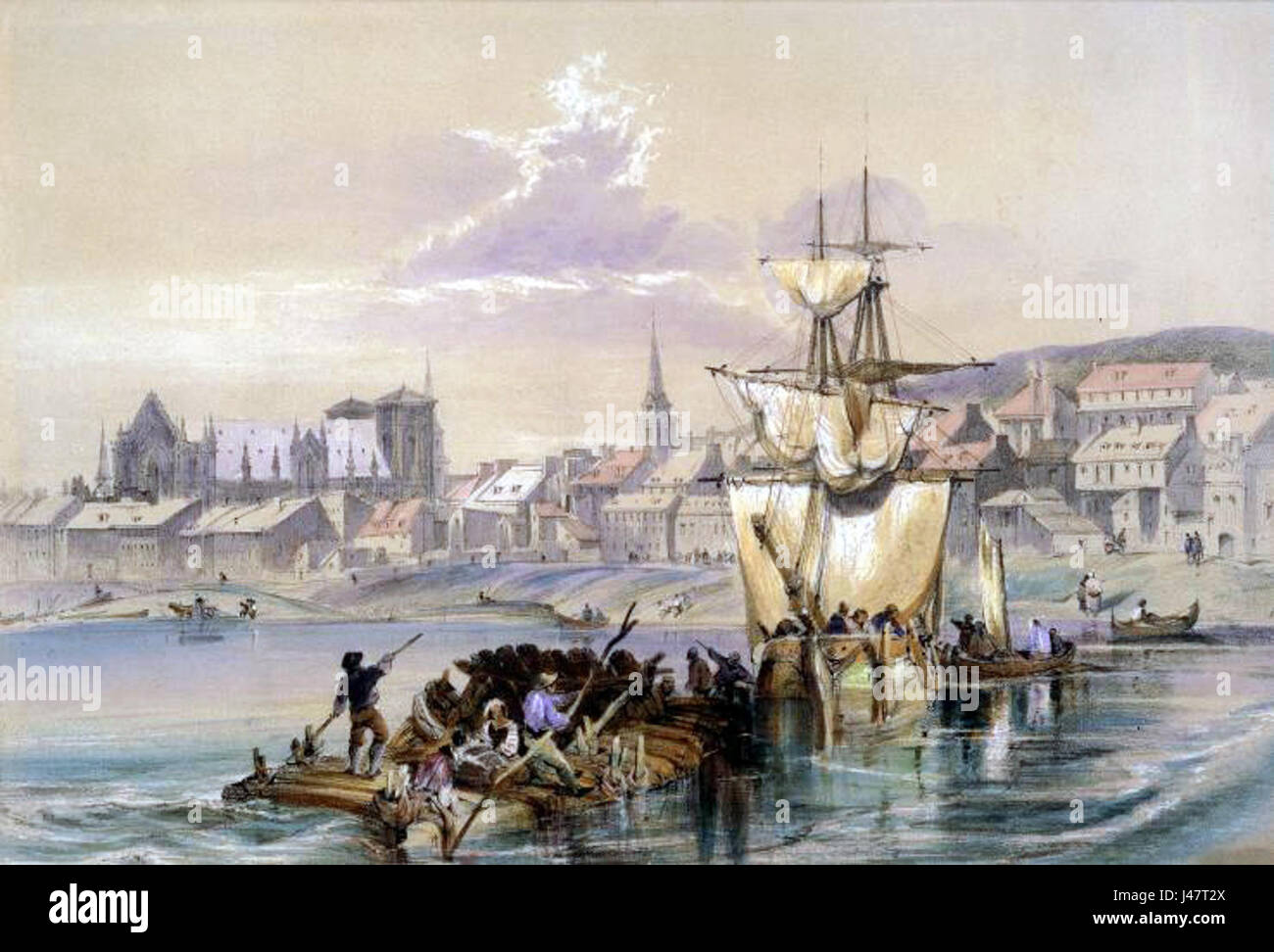 This image or reference to Montreal in 1843 depicts the city during the ...