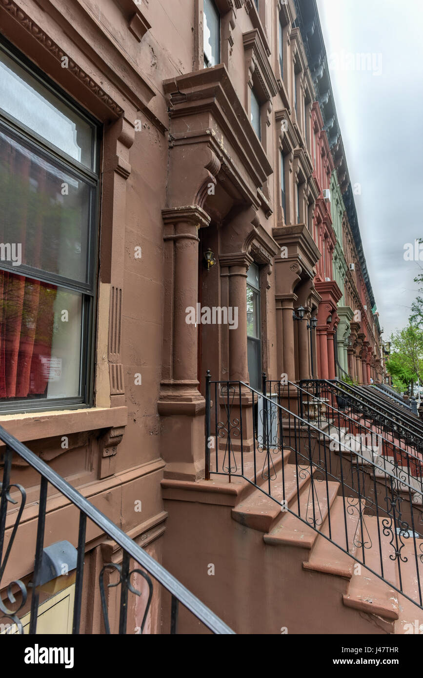 Brownstones in the Harlem Neighborhood of New York City Stock Photo - Alamy