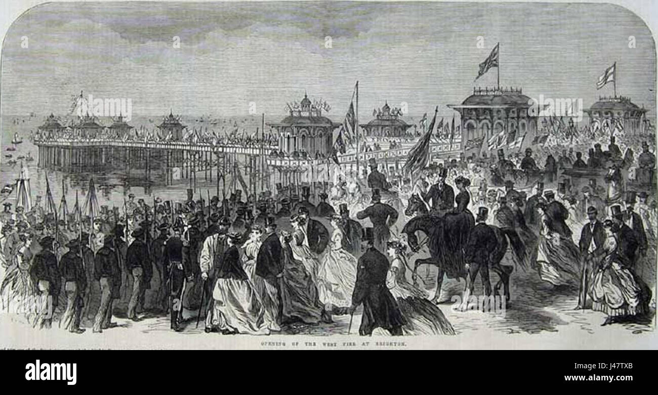 A photograph of the opening ceremony of the West Pier in 1866, marking ...