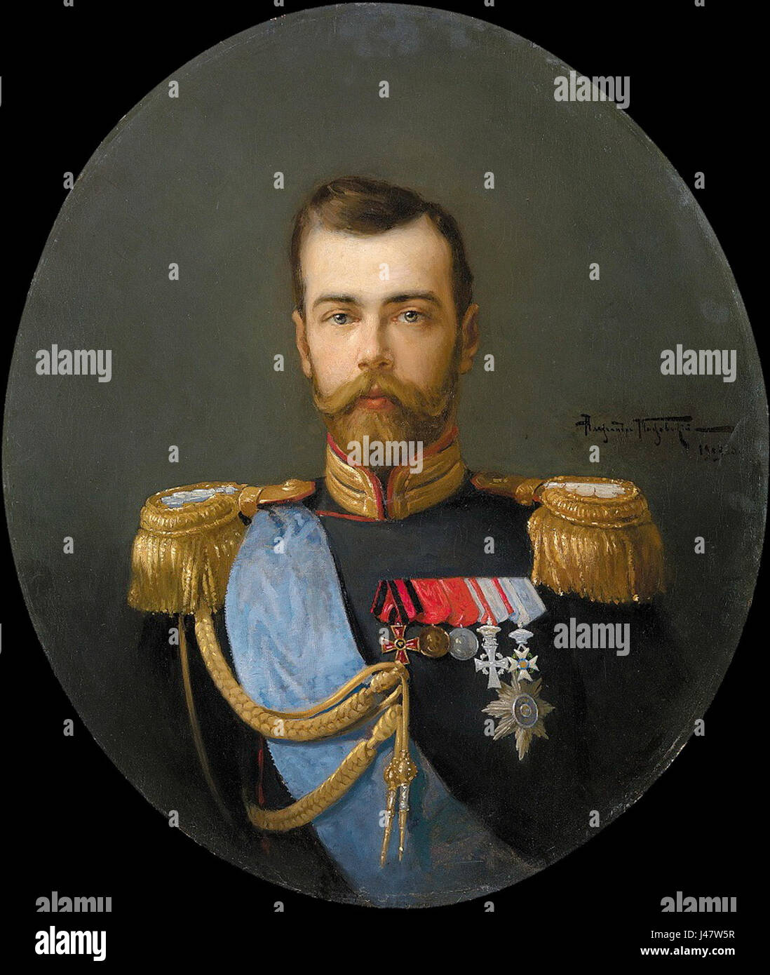 This portrait of Tsar Nicholas II, painted by A. Makovskiy in 1903 ...
