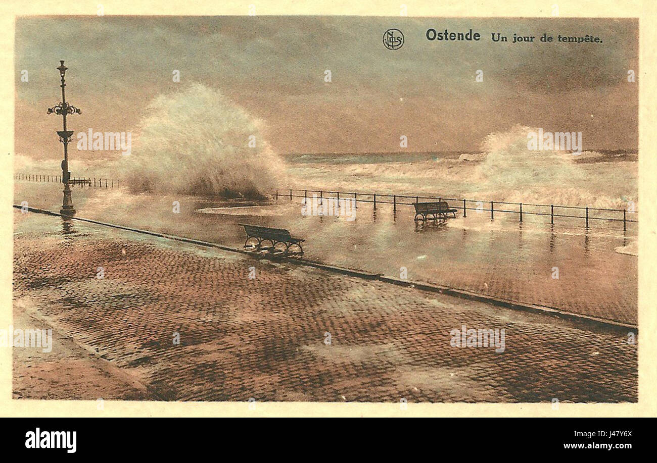 This photograph of Ostend, Belgium, taken around 1920, shows a view of ...