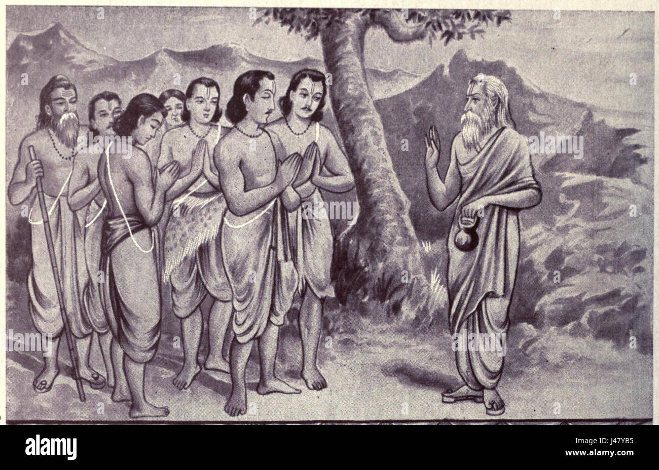A depiction of the moment from the Indian epic Mahabharata, where the ...