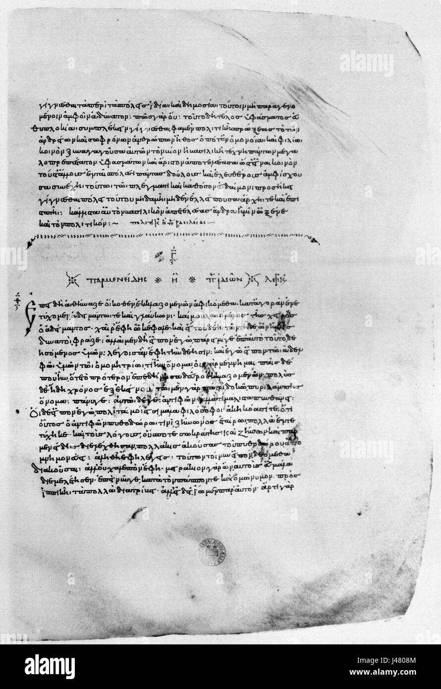 Parmenides beginning. Clarke Plato Stock Photo - Alamy