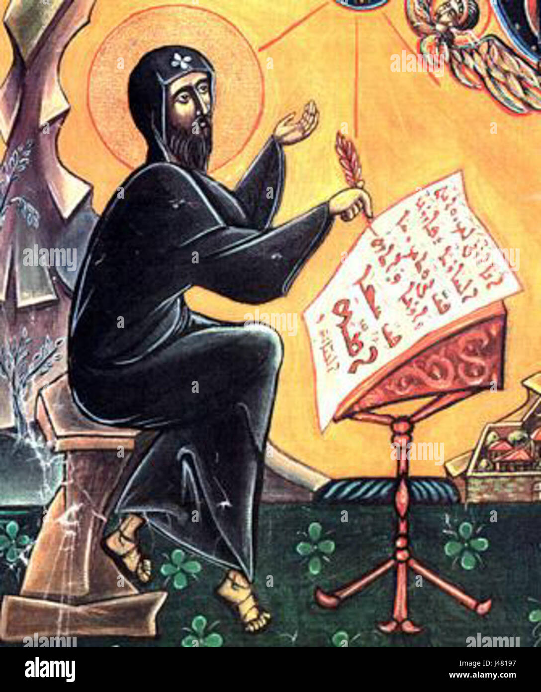 This icon depicts St. Ephrem the Syrian, an important Christian ...