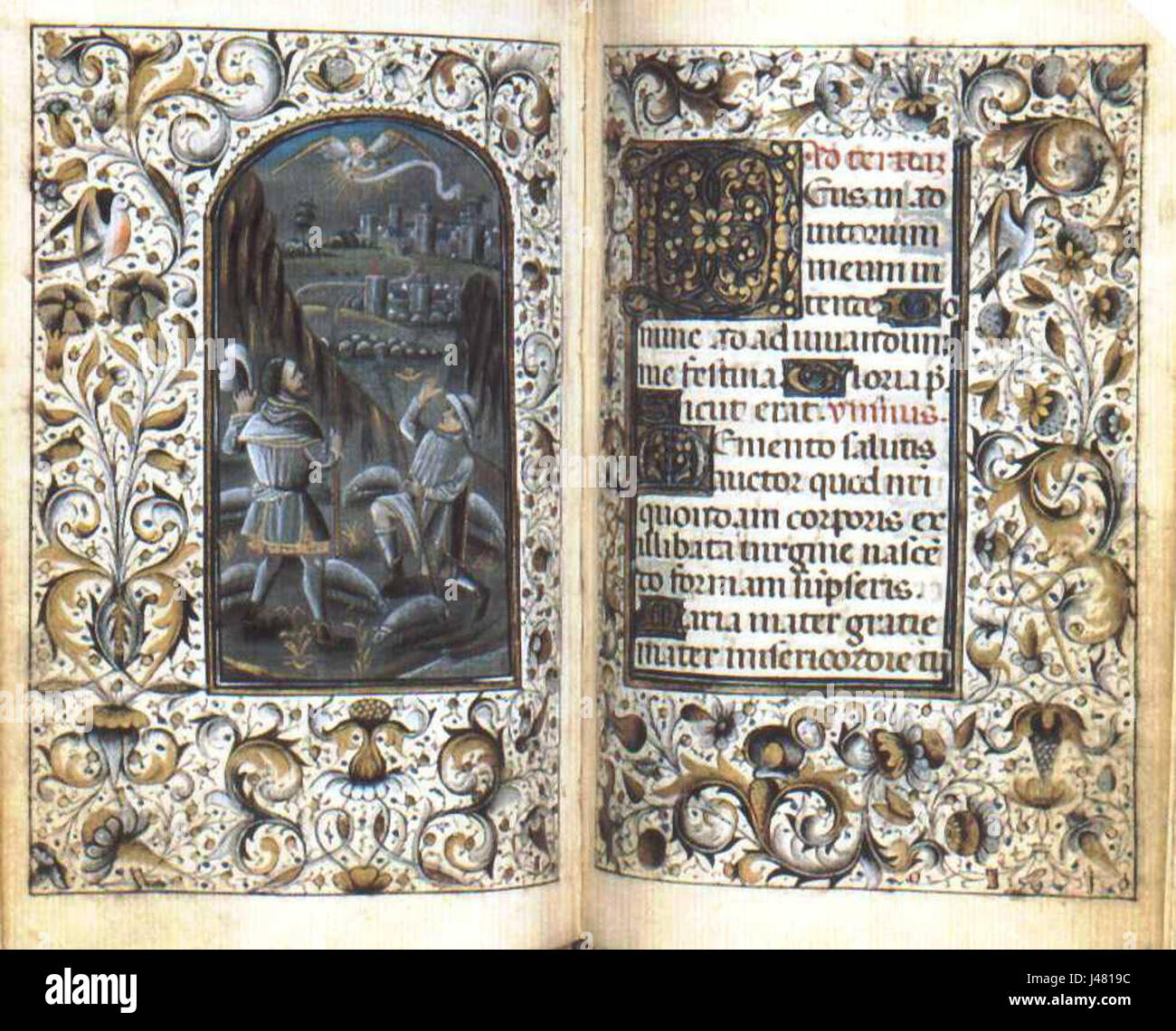 This is an illustration from a medieval Book of Hours, featuring the ...