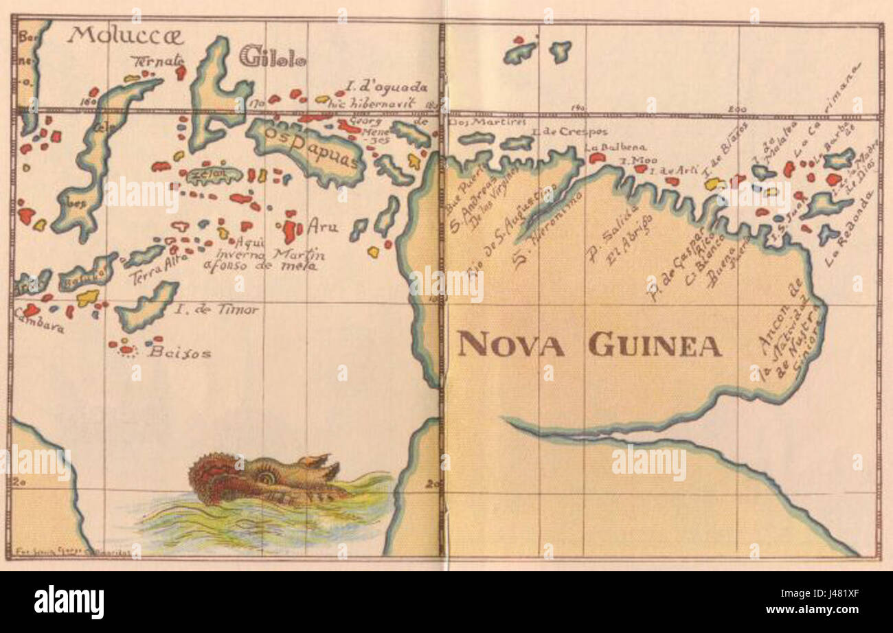 This 1600 map of New Guinea offers a detailed early view of the region ...