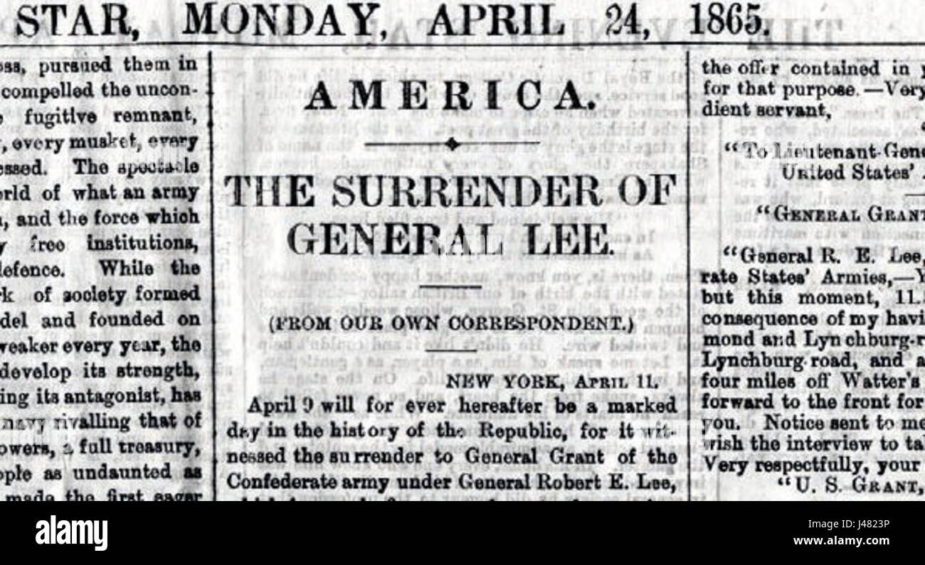 The surrender of General Robert E. Lee at Appomattox Court House on ...