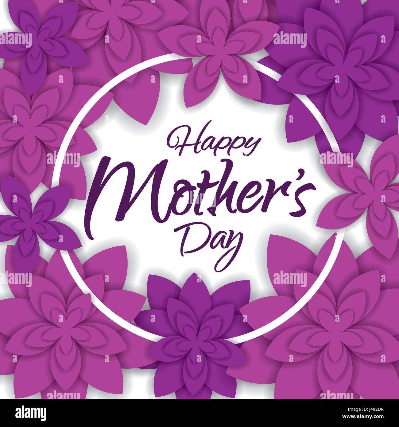 Happy Mothers Day Layout Design With Flowers Vector Illustration