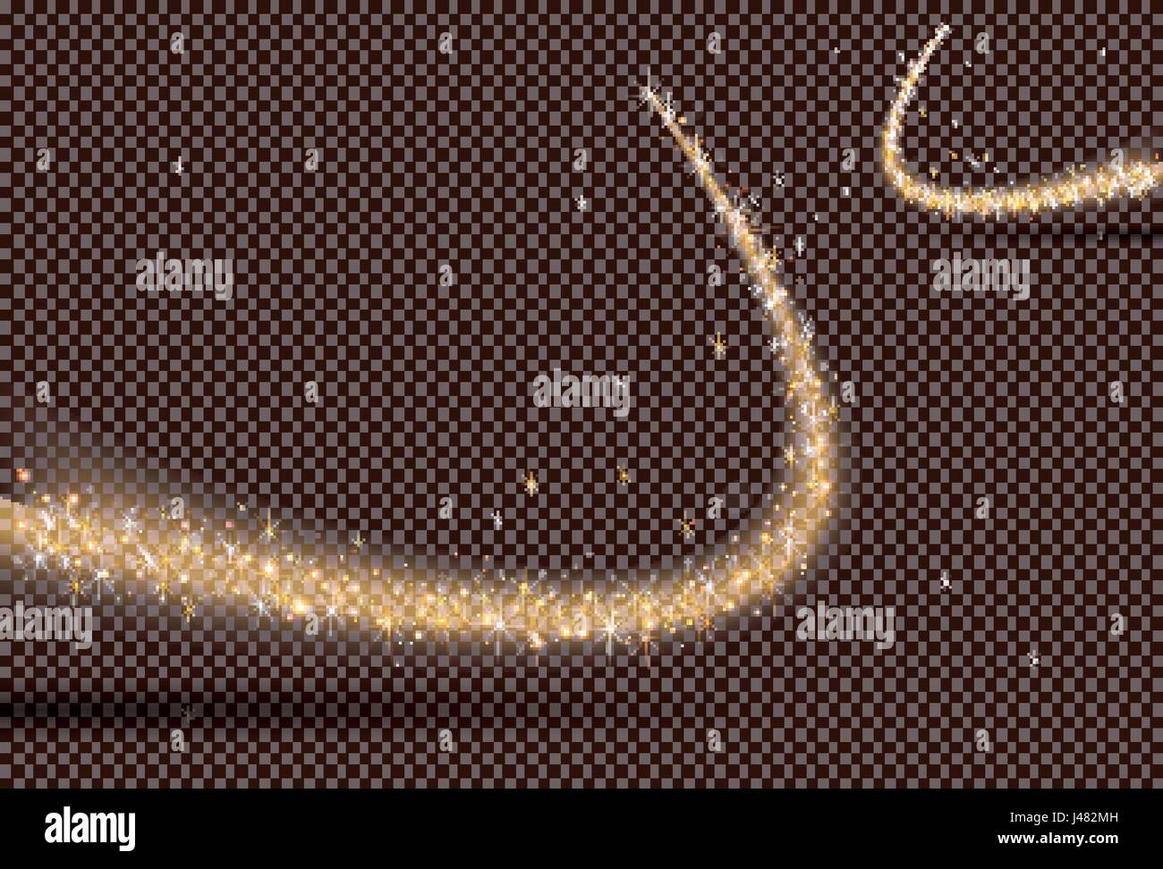 Gold Glitter Trail on Transparent Background. Vector Illustration Stock ...