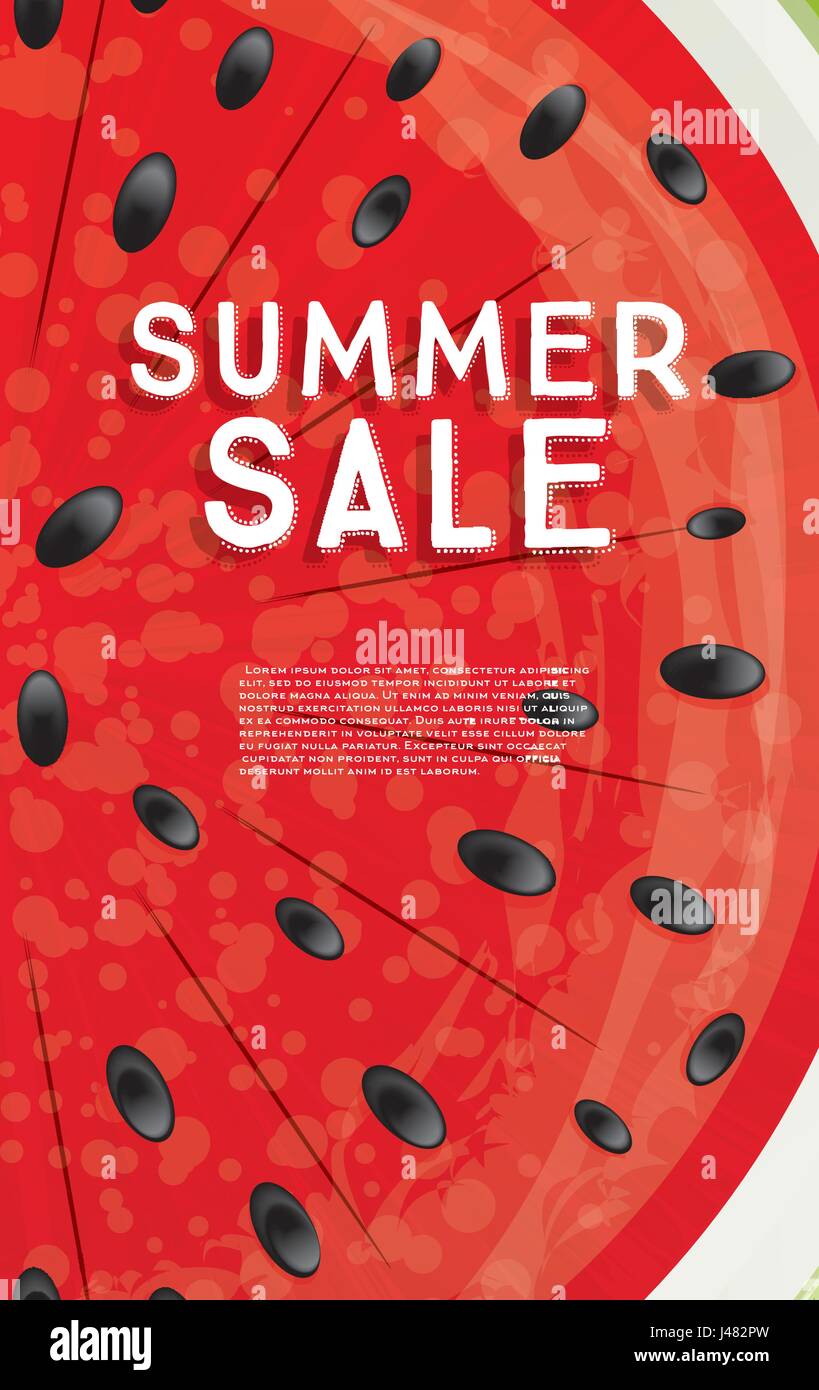 Summer Sale Banner with Watermelon Background. Vector illustration ...