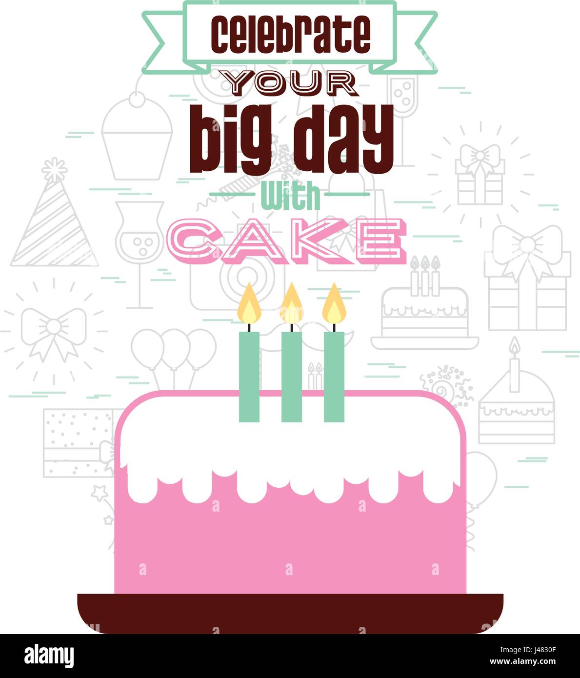 Birthday celebration icons lettering Stock Vector Images - Alamy