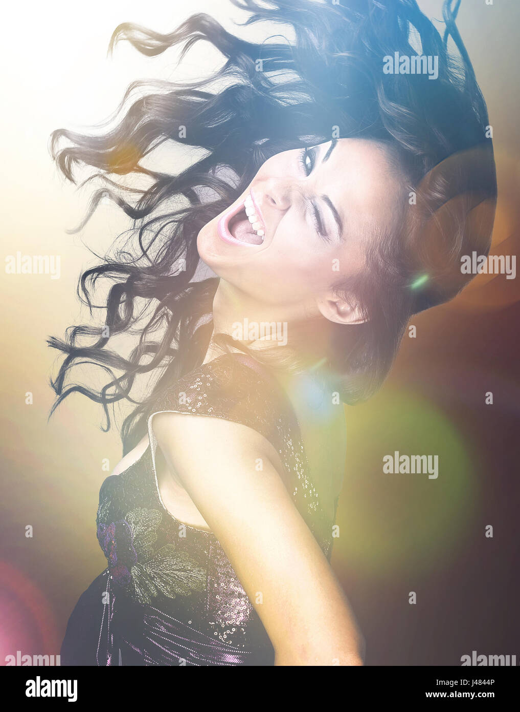 Eccentric Young Woman Dancing Stock Photo - Alamy