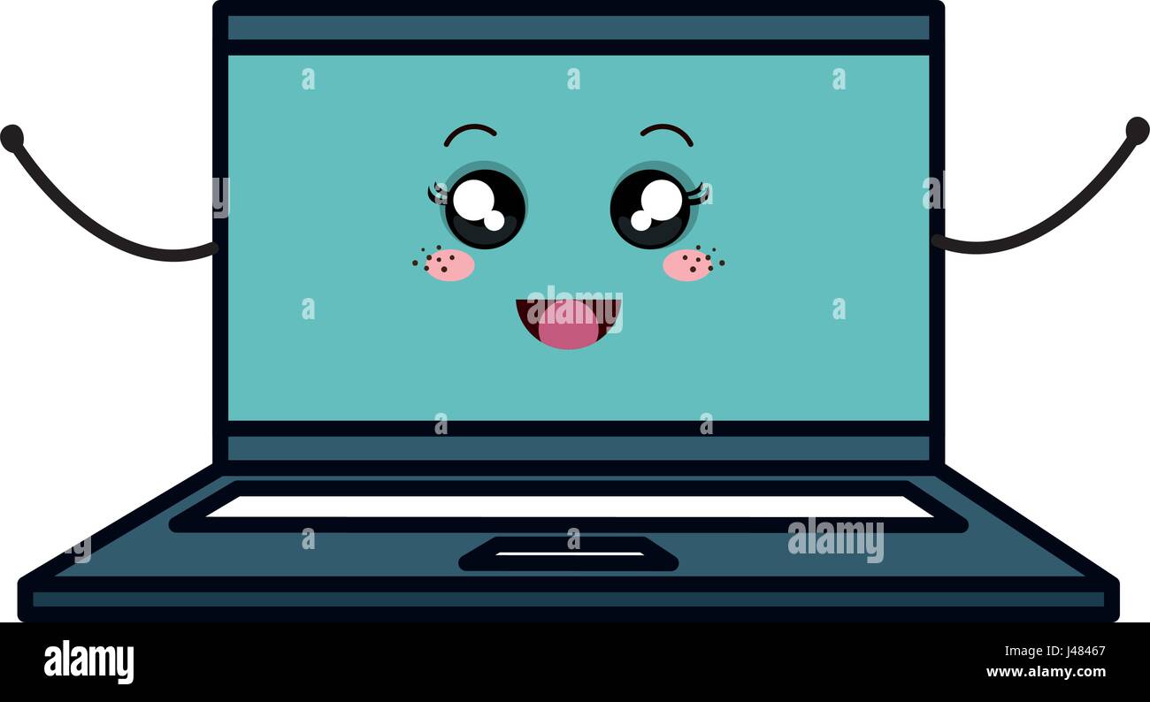 computer laptop comic character isolated icon Stock Vector Image & Art ...