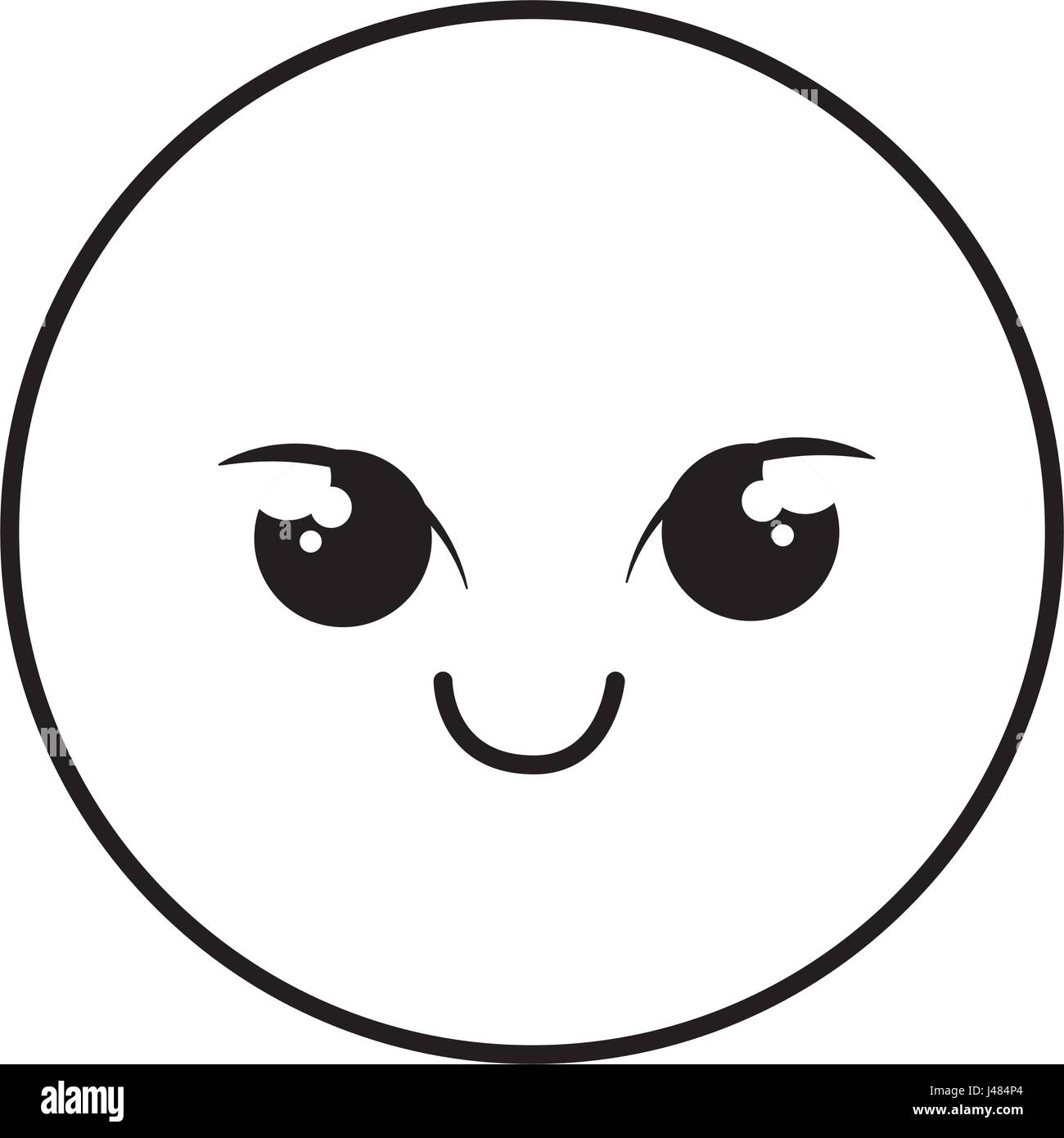 cute face emoticon kawaii character Stock Vector Image & Art - Alamy
