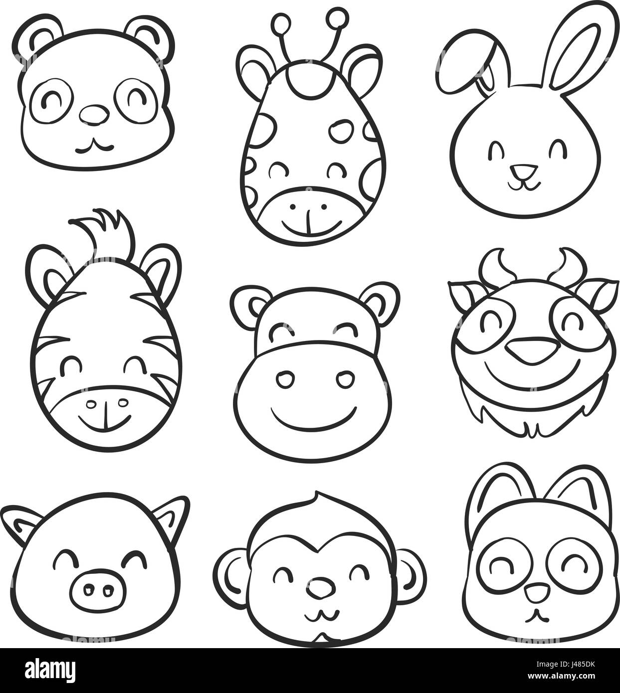 Cute animal hand draw doodle collection Stock Vector Image & Art - Alamy