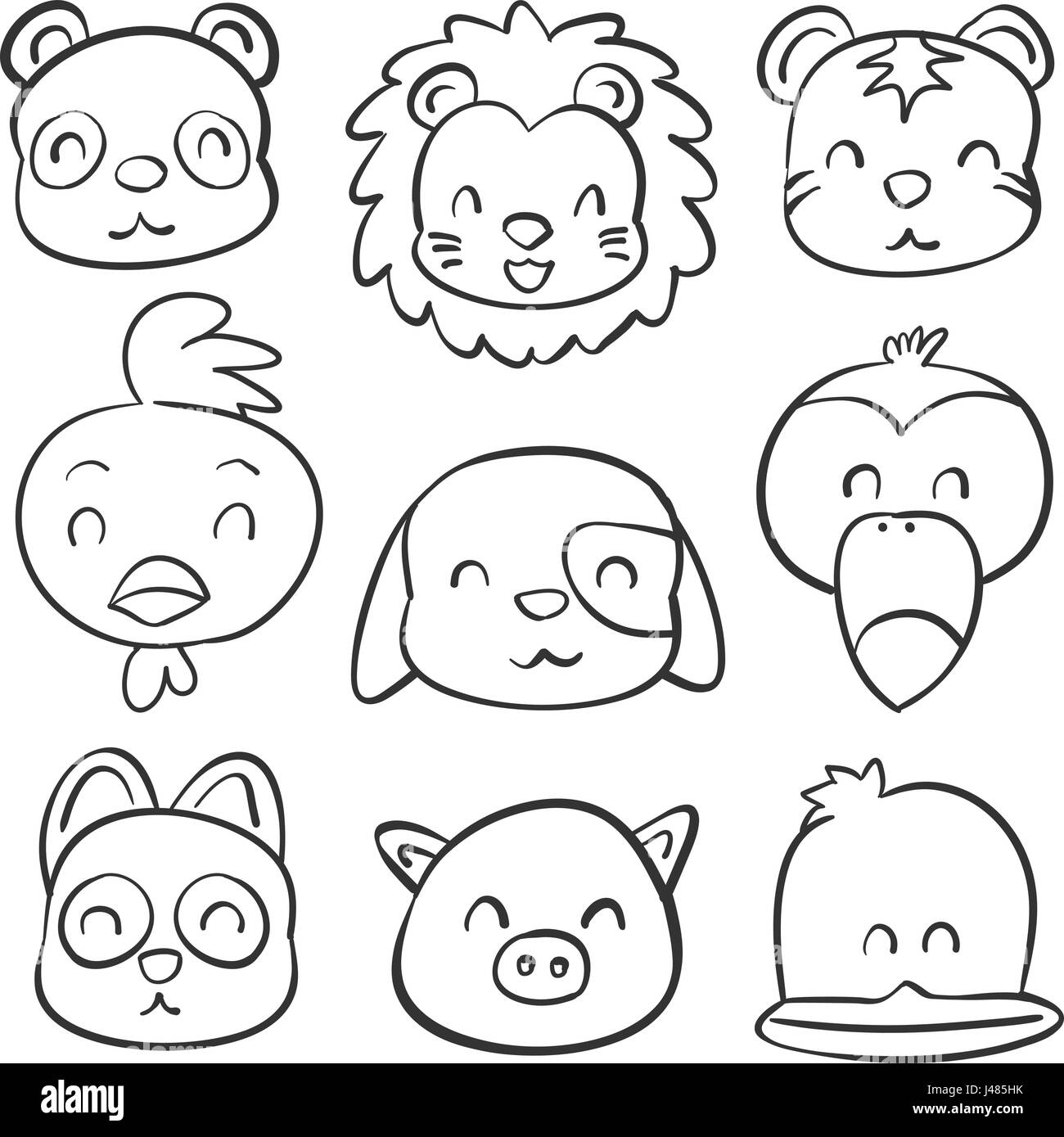 Doodle cute rabbit wild Black and White Stock Photos & Images - Alamy