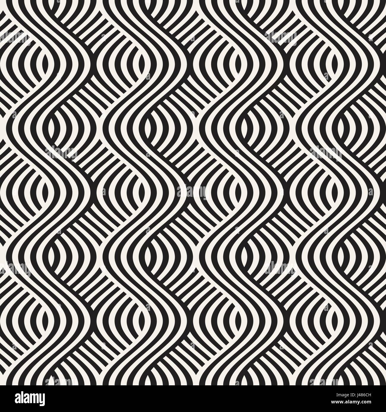 Abstract geometric pattern with wavy lines. Interlacing rounded stripes ...