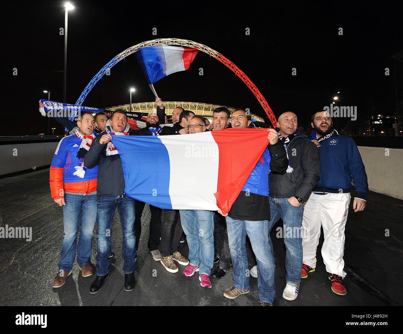 FRENCH FANS WITH FLAGS ENGLAND V FRANCE WEMBLEY STADIUM LONDON ENGLAND ...