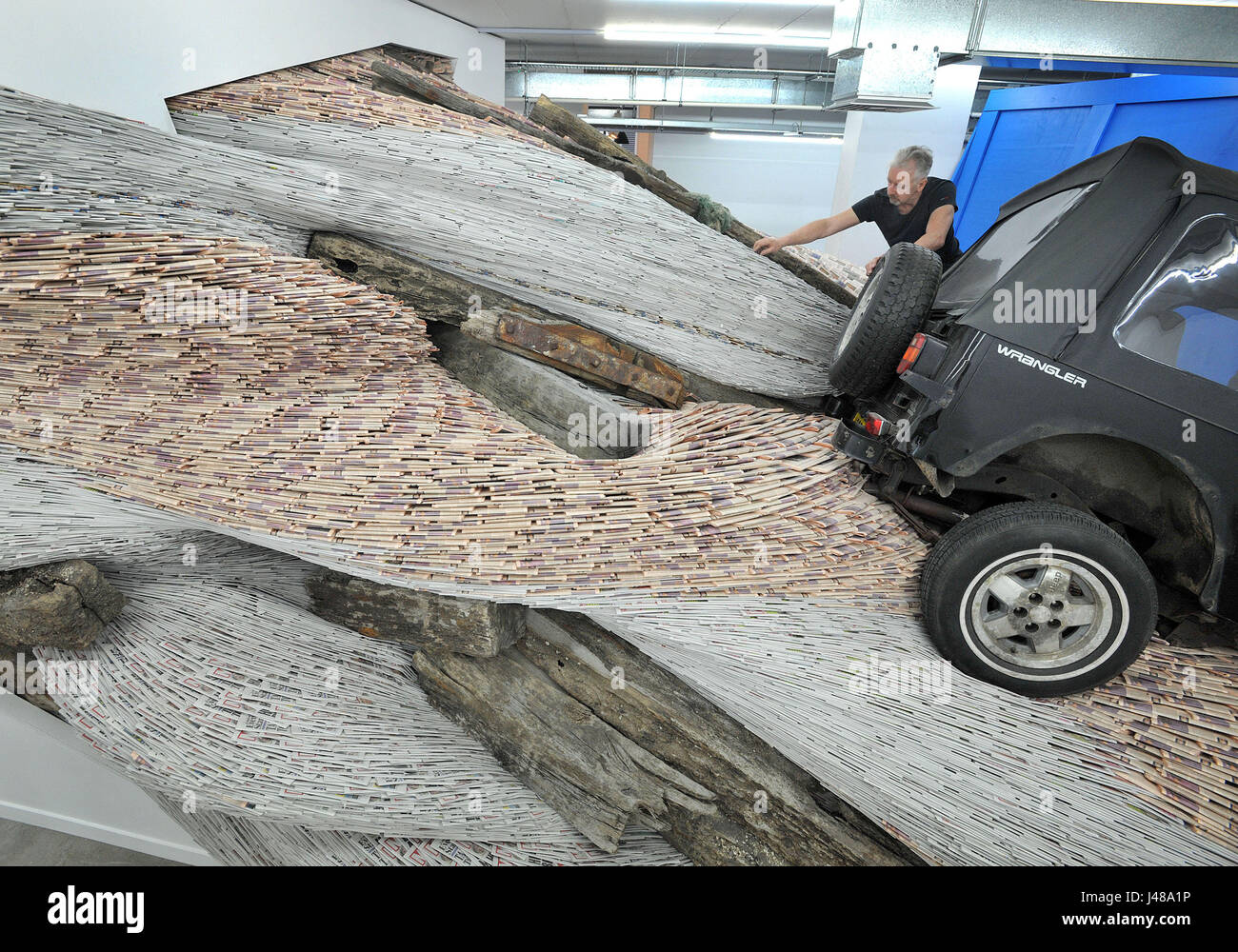 Turner prize nominated artist David Mach constructs an installation ...