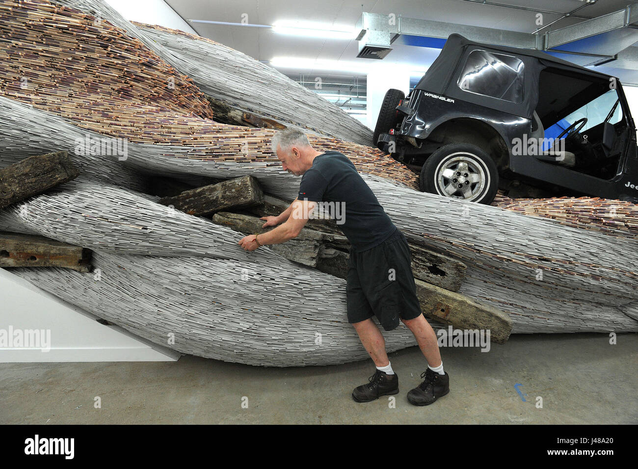 Turner prize nominated artist David Mach constructs an installation ...