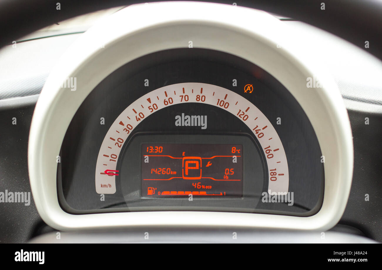 Instruments on modern car dashboard Stock Photo - Alamy