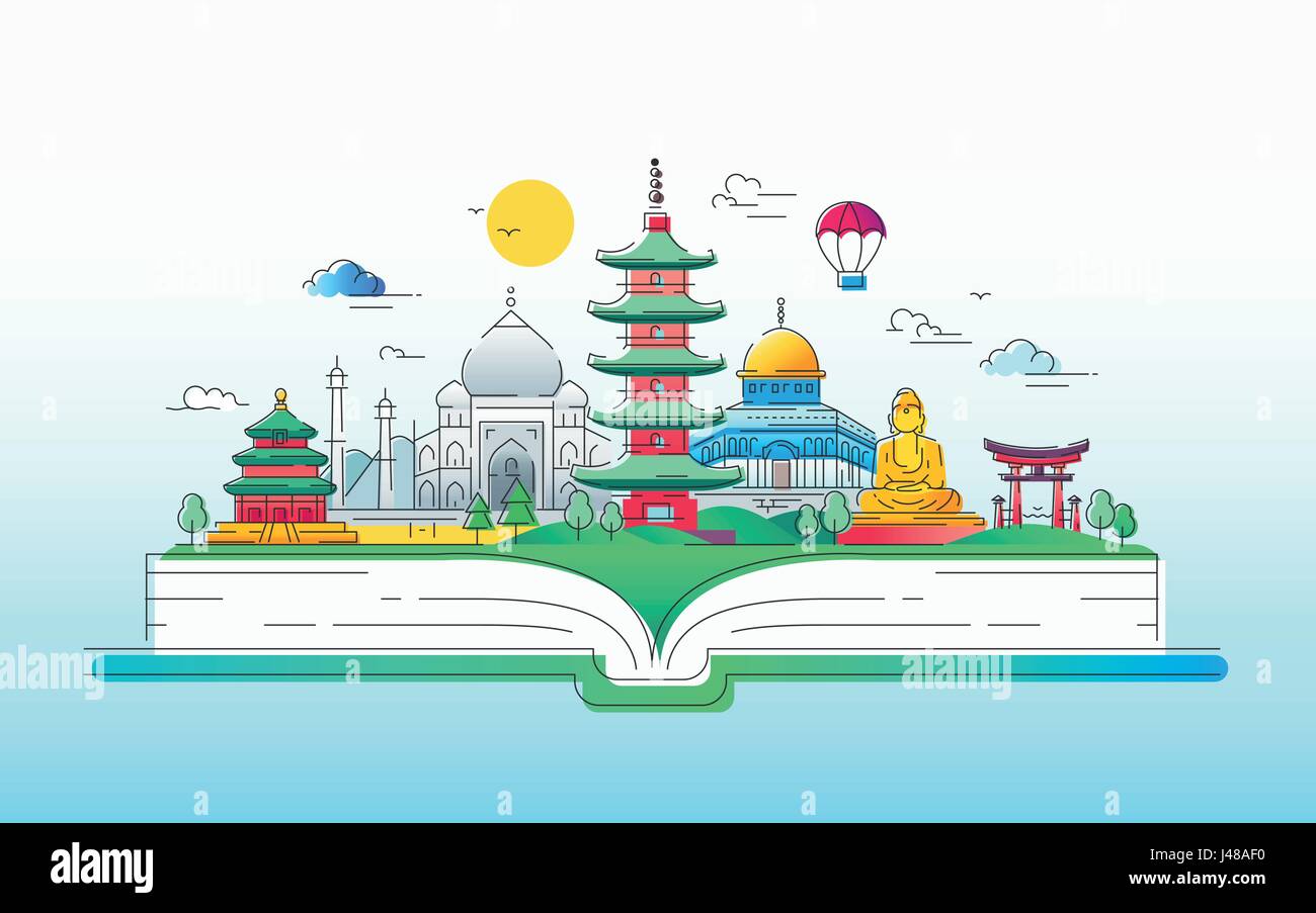 Asian Spirit - vector line travel illustration Stock Vector Image & Art ...