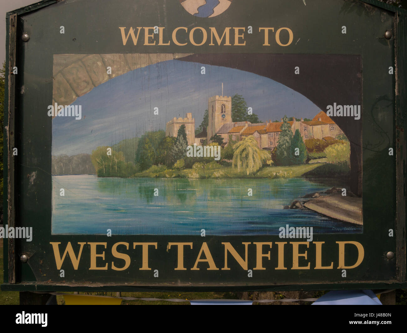 Village Sign West Tanfield North Yorkshire England UK Stock Photo - Alamy