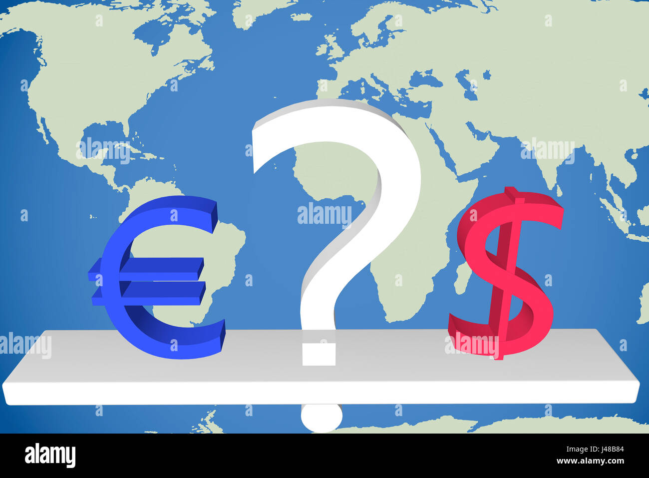 concept of euro versus dollar with a question mark Stock Photo - Alamy