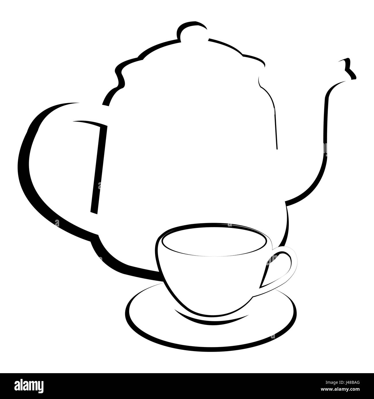Teapot and cup retro Black and White Stock Photos & Images - Alamy
