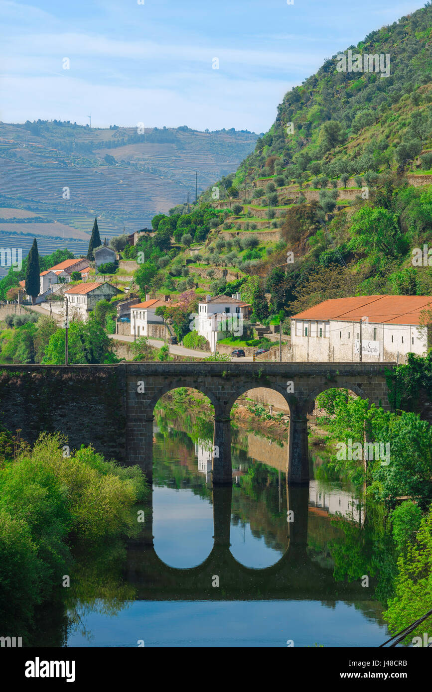 Portugal Douro Valley, the town of Pinhao in the Douro region showing ...